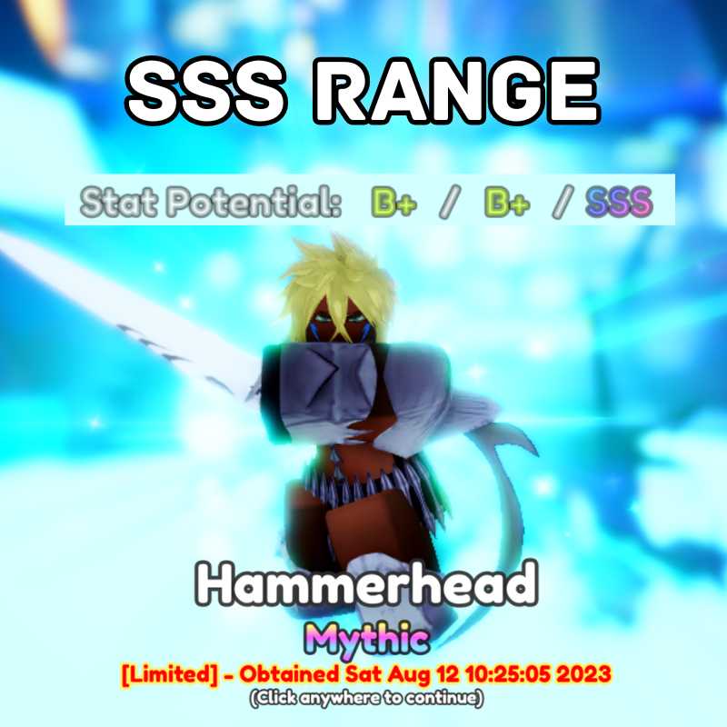 A20HammerHead - SSS RANGE - Anime Adventures - Instant Delivery