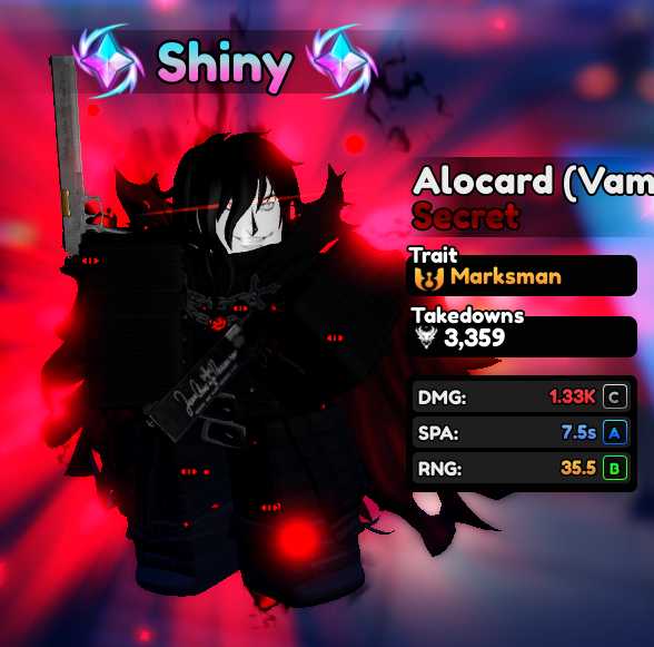 Anime Vanguards Secret Shiny Alocard Roblox