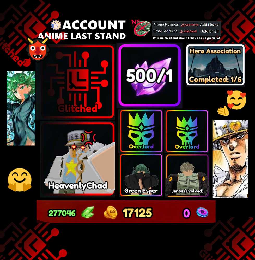 500 Reroll | 277k gem | 1 Glitched jotaro ultimate | Account Anime Last ...