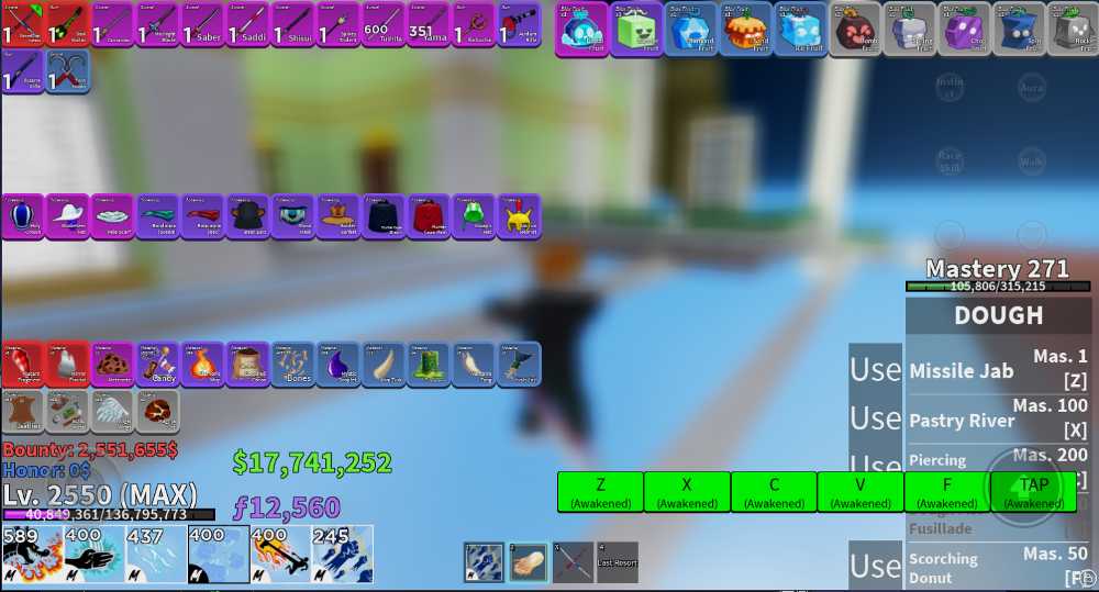 [Blox Fruits]Lvl 2550+GODHUMAN+CDK+SG+ rainbow haki+ V3Human+ fully awakened DOUGH fruit lvl.1 ...