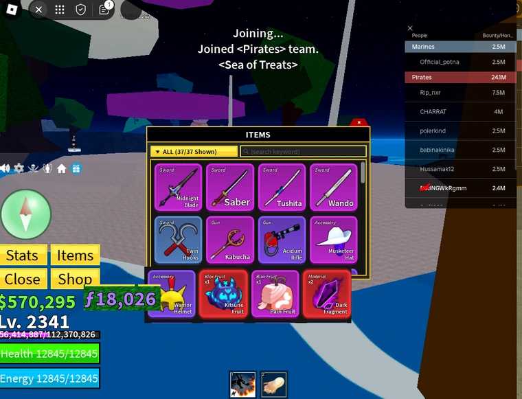 Blox Fruits / Kitsune Inventory / Dragon Talon / 15k Fragments / Unlinked