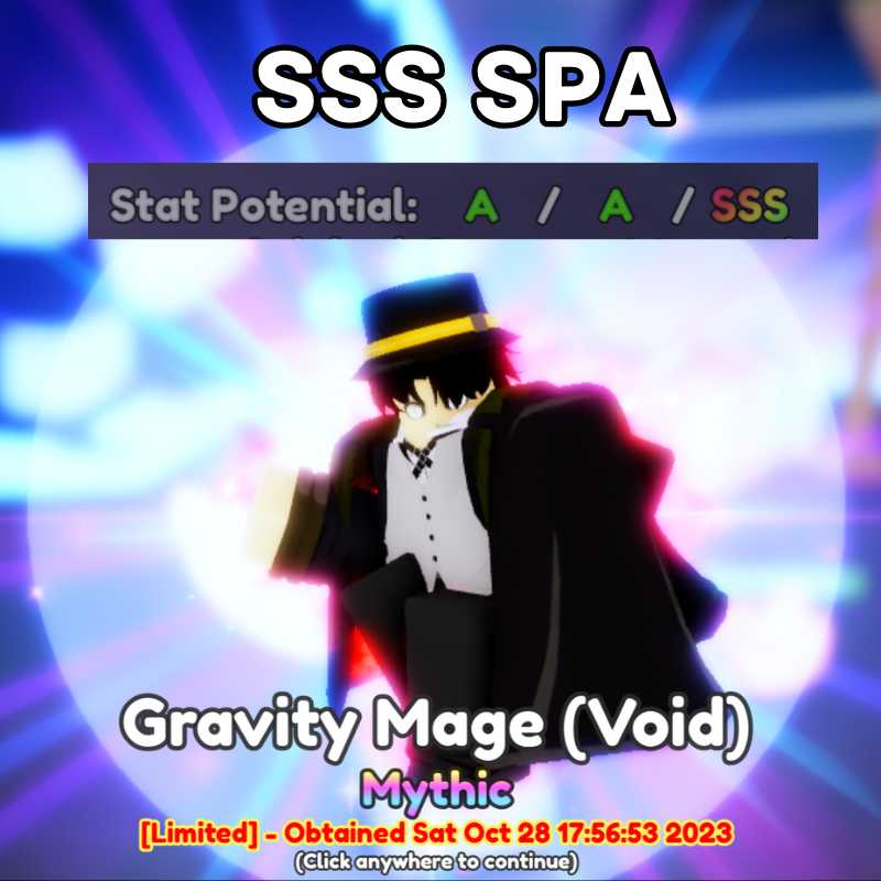 A616Gravity Mage SSS RANGE 10.4% - Anime Adventures - Instant Delivery