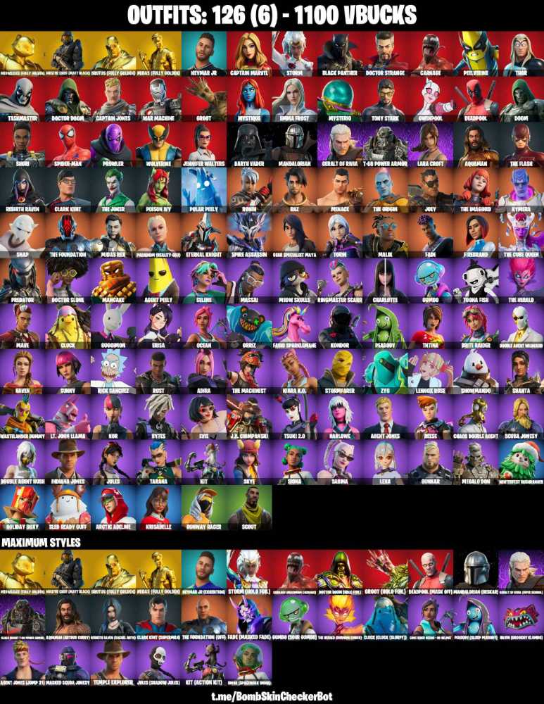 126 SKINS+MASTER CHIEF(MAX)+HOLO FOIL(STORM+DOCTOR DOOM+GROOT)+FULL ...
