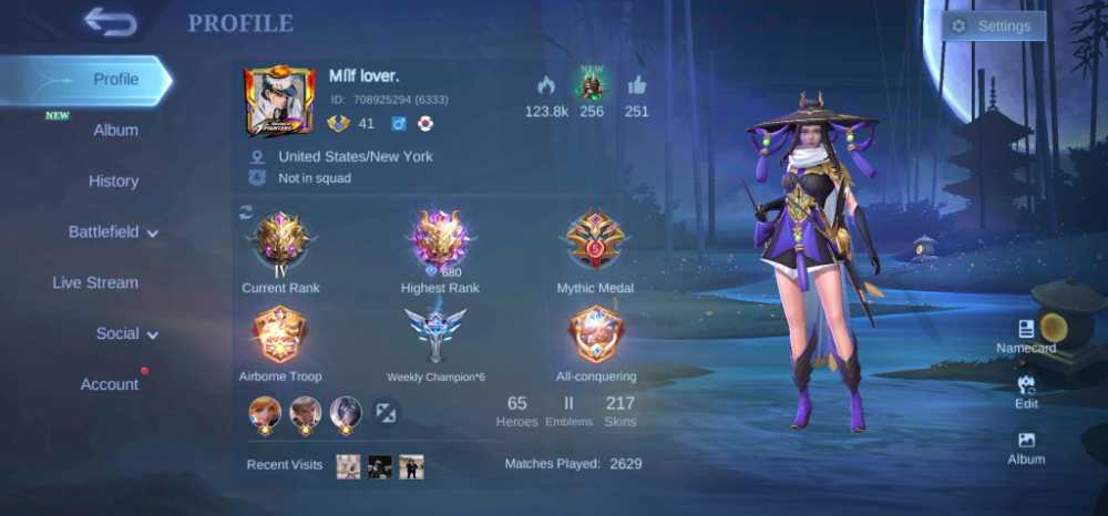 FANNY MAIN GOOD RANK WINRATE , 217 skins Mythical Glory
