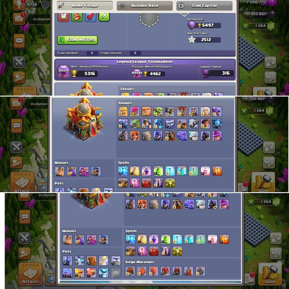 Fire Th 16 [ 6.B ] All Troops max Queen max High level hero's Frozen ...