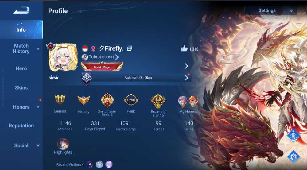 Hero 99 , Skin 140 | 2025 Lam+Daji, 4 Legend (Alla,Fly, Lam,Dian), KIC Luna, Limit Dolia+Frost ...