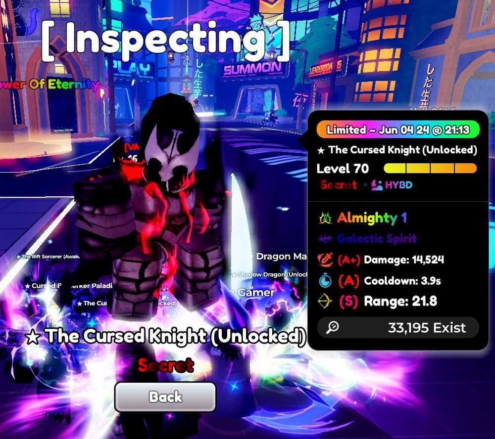 Anime Defenders | Almighty The Cursed Knight(Unlocked) + RR BONUS ...