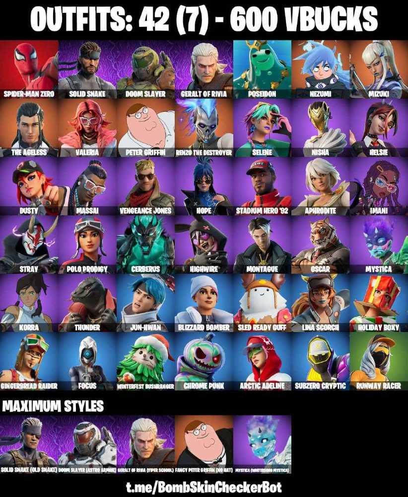 42 SKINS+POLO PRODIGY+STADIUM HERO 92+GET GRIDDY+SPIDER-MAN ZERO ...