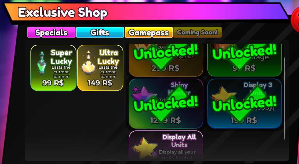 5 Uniques (META) (Unique Ainz, Gilgamesh, Dark Mage...) | Anime Adventures