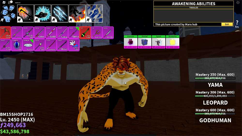 Blox Fruit Account Lv:2450Max | Awaken Leopard