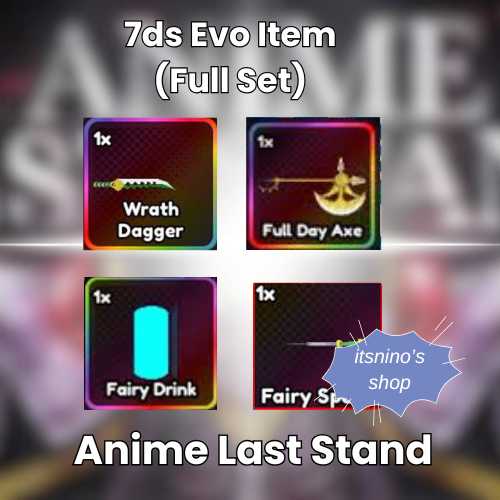 7DS BUNDLE | FAIRY DRINK x FAIRY SPEAR x FULL DAY AXE x WRATH DAGGER ...
