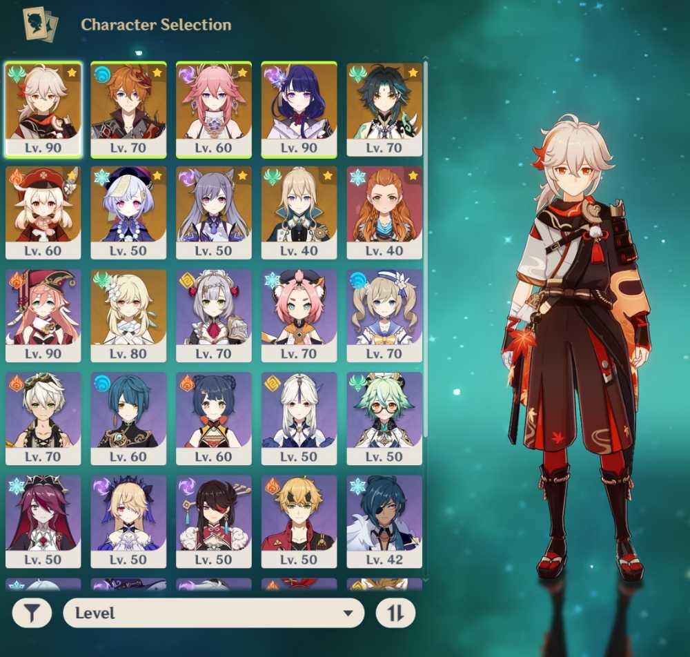 NAAR55 Kazuha , Raiden Shogun , Yae Miko , Tartaglia , Xiao , Klee ...