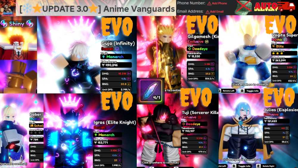 AV200Anime Vanguards Lv.99⭐️2Monarchrr4 ⭐Gujo(Infinity)EVO 0.1 Monarch ...
