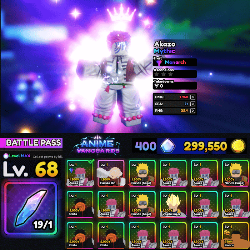 ID348 Akazo Monarch 0.1%,19 TraitAnime Vanguards - Full Unverified ...
