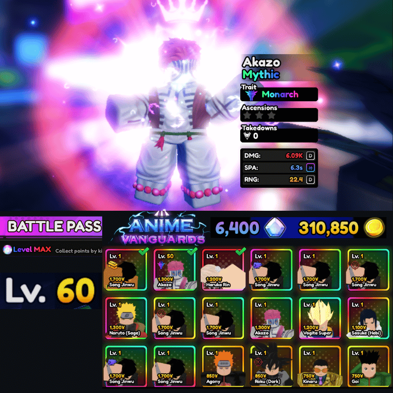 ID290 Akazo Monarch 0.1%Anime Vanguards - Full Unverified - Instant ...