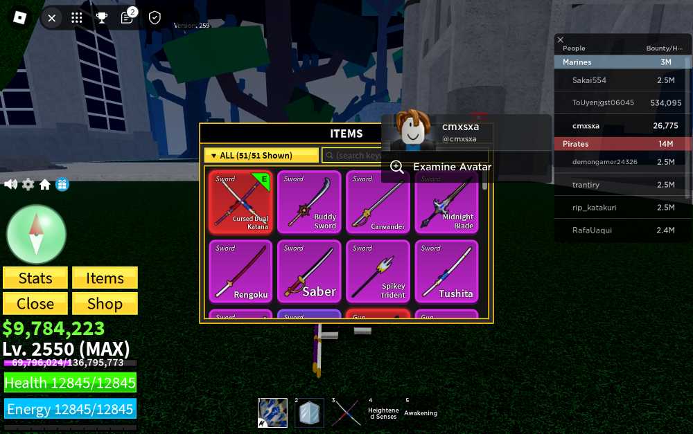 Blox fruits Awakening+full gear ghoul v4+CDK +SG