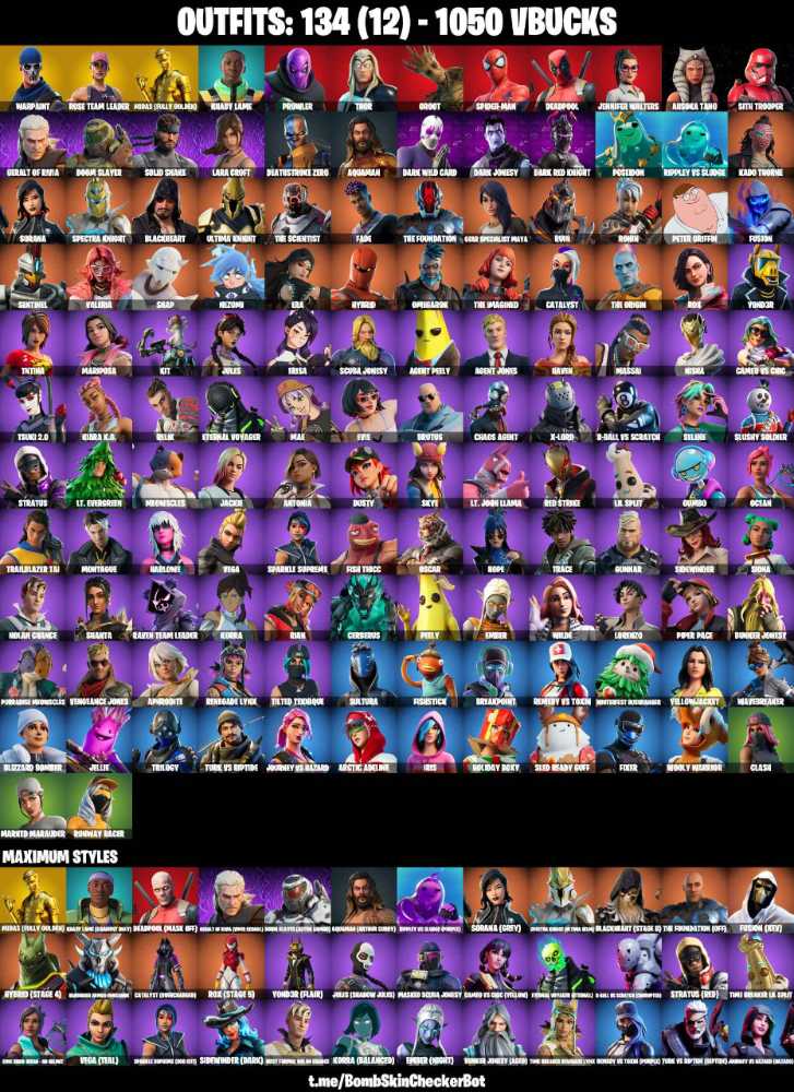 134 SKINS+GET GRIDDY+OG STW+LARA CROFT+AHSOKA TANO+SITH TROOPER+SPIDER-MAN+INTRODUCING+GOLDEN ...