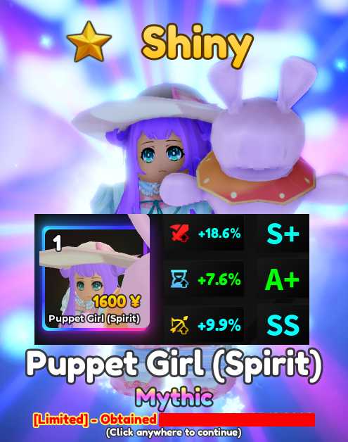 Shiny Puppet Girl (Spirit) S+ A+ SS Evo - Anime Adventures AA