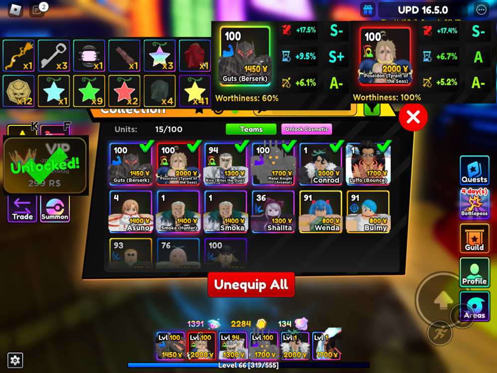 Anime Adventures VIP High End Account | NEW SECRET Poseidon (Tyrant of ...