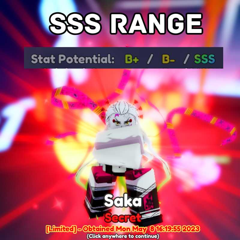 A604Saka SSS RANGE 10.4% - Anime Adventures - Instant Delivery