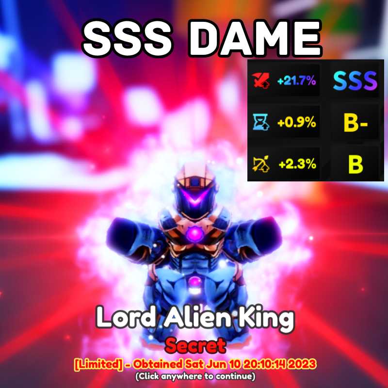 A215Lord Alien King SSS DMG 21,7% - Anime Adventures - Instant Delivery