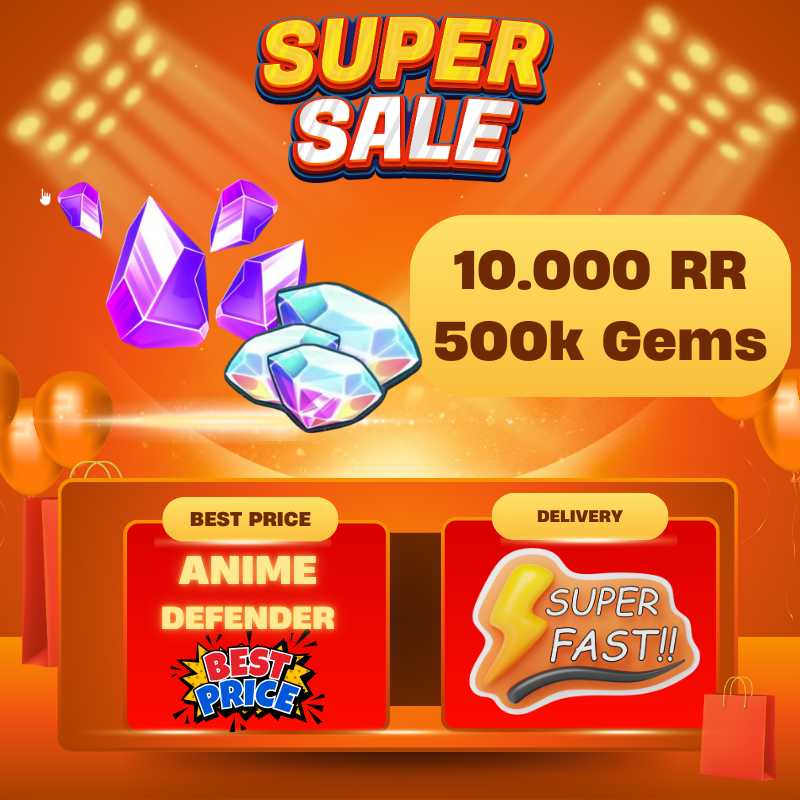 Combo 500k Gems + 10,000 Trait Crystal RR Reroll Anime Defender Best Price