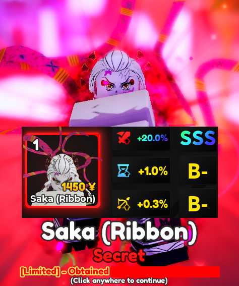 Saka (Ribbon) SSS B- B- Secret Evo - Anime Adventures AA