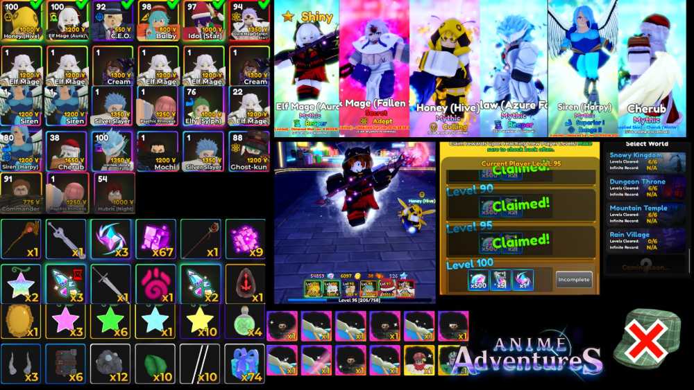 ID.80 Anime Adventure l SHINY Elf Mage 1 Secret 21 Mythic // Level 95