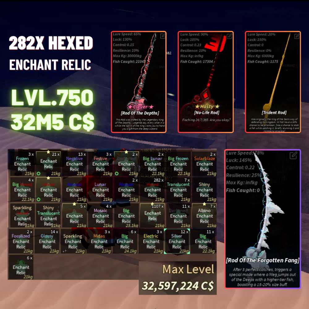 [Fisch] ID79: Level 750 Max 32M5 C$ - Rod Of The Forgotten Fang, Rod of ...