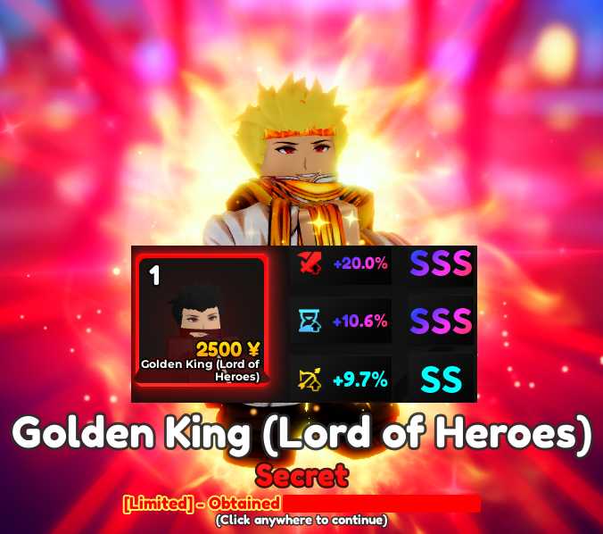 Golden King (Lord of Heroes) SSS SSS SS | SSS Damage SSS SPA Gilgamesh ...