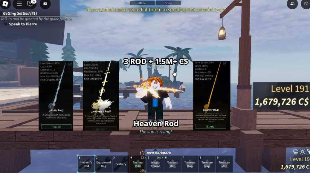 Fisch Account LV 191 Auto Delivery | 3 Rod | 1.5M+ C$ | Heaven Rod ...