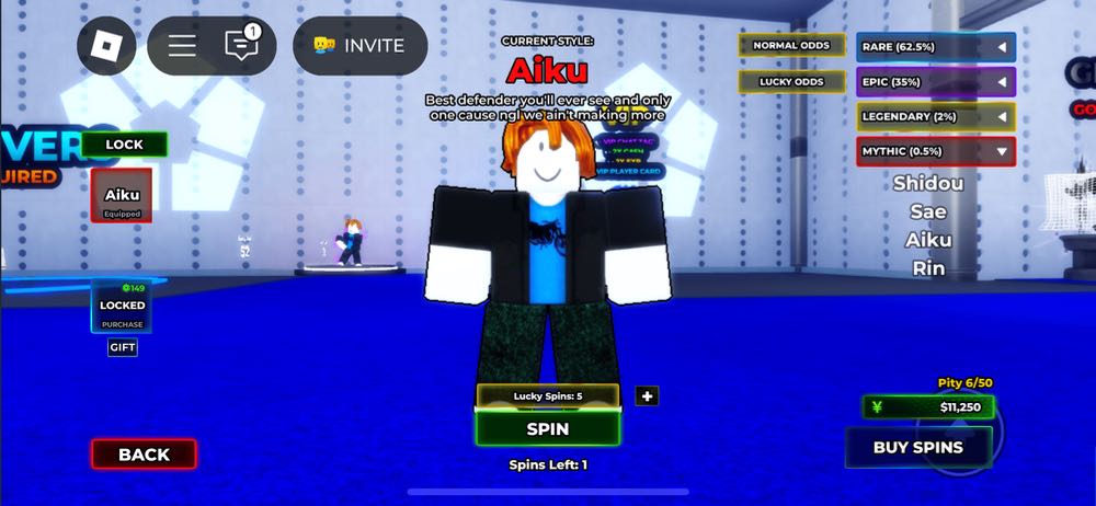 ROBLOX | Blue Lock: Rivals | Style Aiku | 5 luck spin style ...