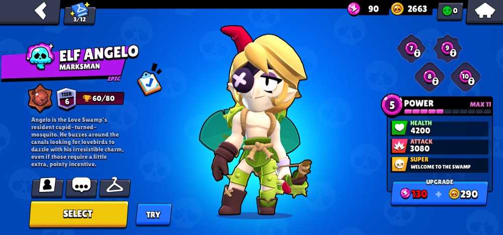 Elf Angelo 22 Brawler 3.1k Trophies 6 Epic Hank, Griff, Angelo / Mortis ...