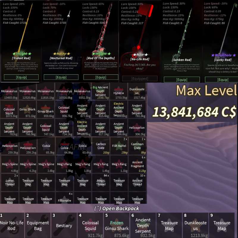 ID93Fisch: Level 750 Max 13M8 C$ - No-Life Rod , Rod of the Depths ...