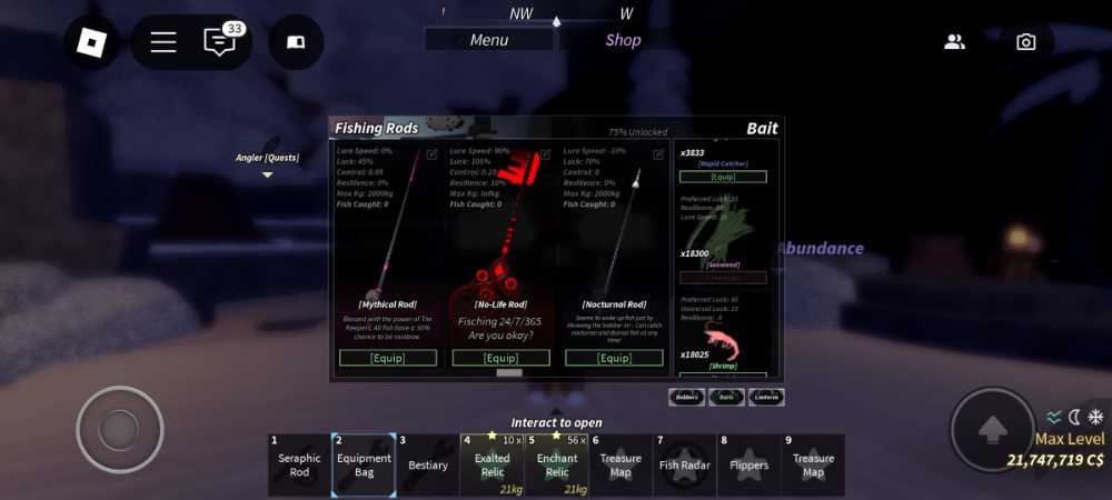 Fisch - Max Level 1000 - Gamepass Double XP - 75% rods unlocked ...