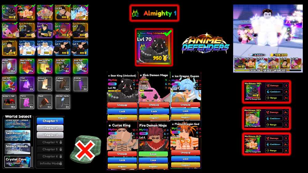 ID.104 Anime Defenders 1Almighty 6 Mythic Mythic EVO Pink Demon Mage ...