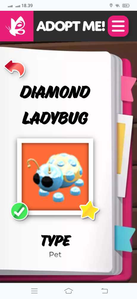 Diamond Ladybug FR Adopt Me Pet Roblox