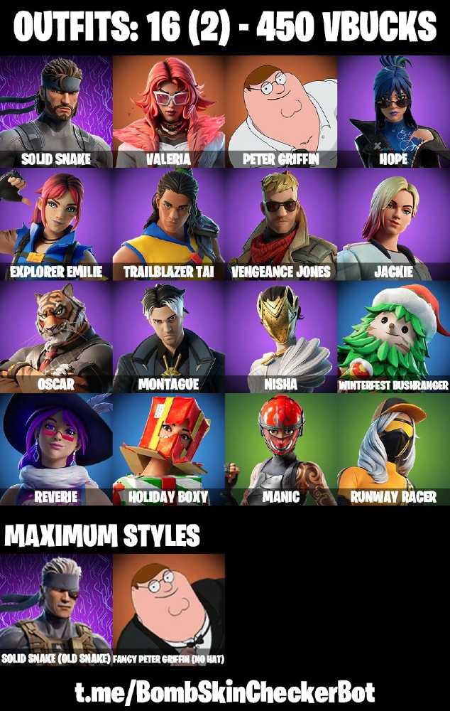 PC/PSN/XBOX 16 SKINS Peter Griffin Max , Hope , Solid Snake , Jackie ...