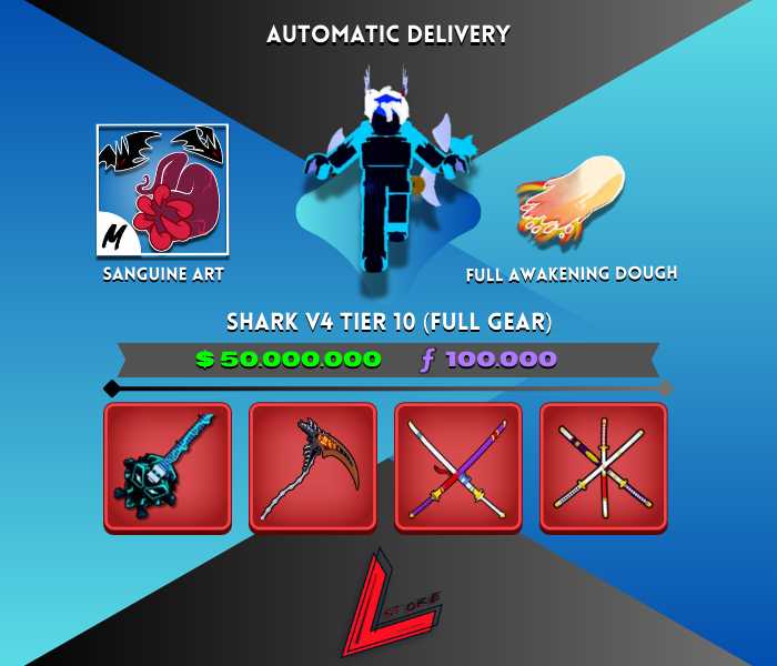 [Blox Fruits] Race Shark V4 Tier 10 (Full Gear) | Full Awakened Dough ...