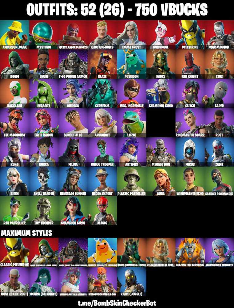 52 SKINS+THE AXE OF CHAMPIONS 2.0+BACKLASH+GHOUL TROOPER+PLASTIC ...