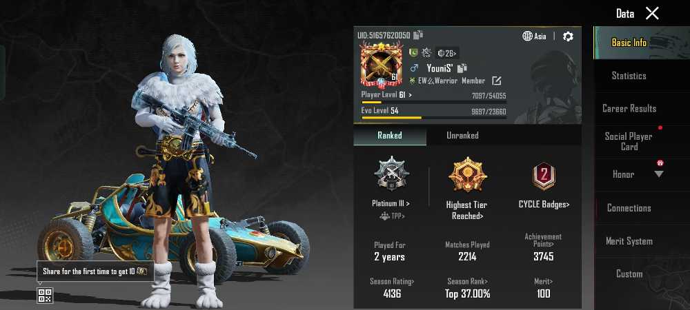 ACCOUNT LEVEL 62 48 OUTFIT SET M416 GLACIER LEVEL 1 CYCLE 3 SET MYTHIC ...