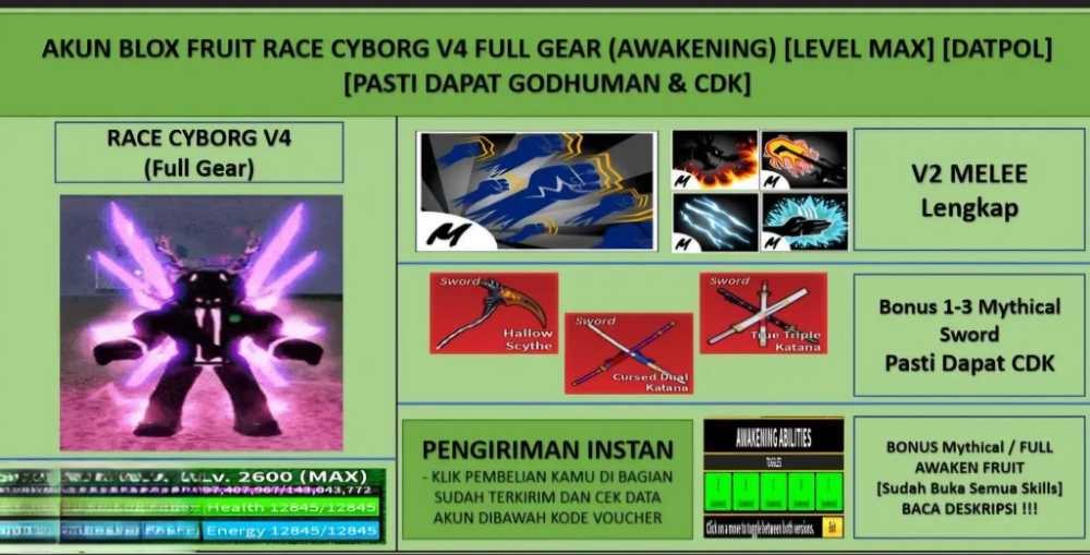 blox fruit | Level 2600 | (Cyborg) Race Awakening V4 Full Gear |Cursed ...
