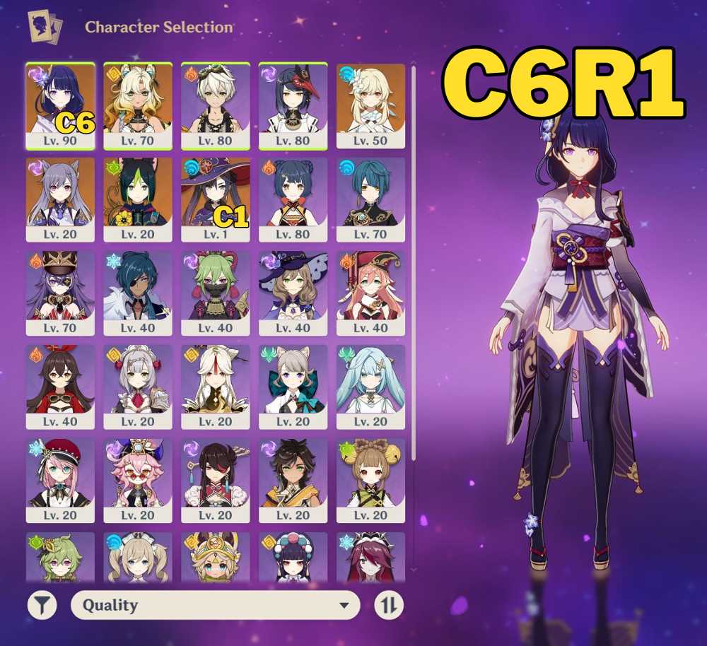 Instant Delivery - Asia AR 55 16x 5⭐ Raiden Shogun C6R2, Xilonen C0R1 ...