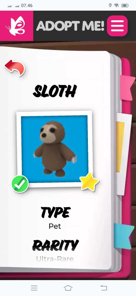Sloth FR Adopt Me Pet Roblox