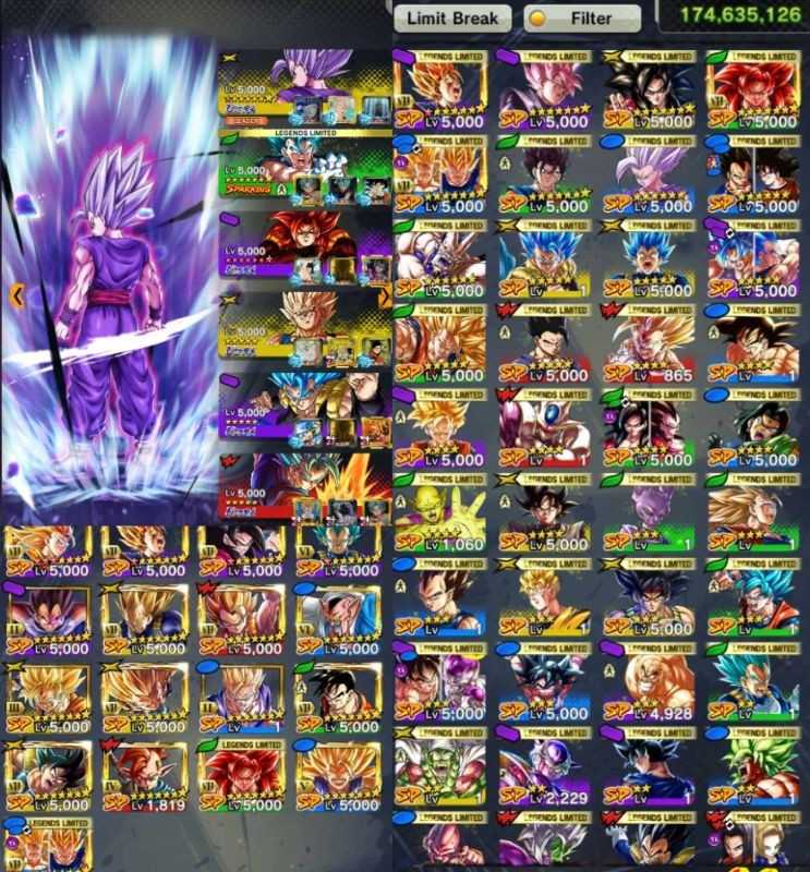 N597 MANY TEAM 5 UL (Beast Gohan 8s Majin Vegeta SS4 Gogeta 14s Vegito ...