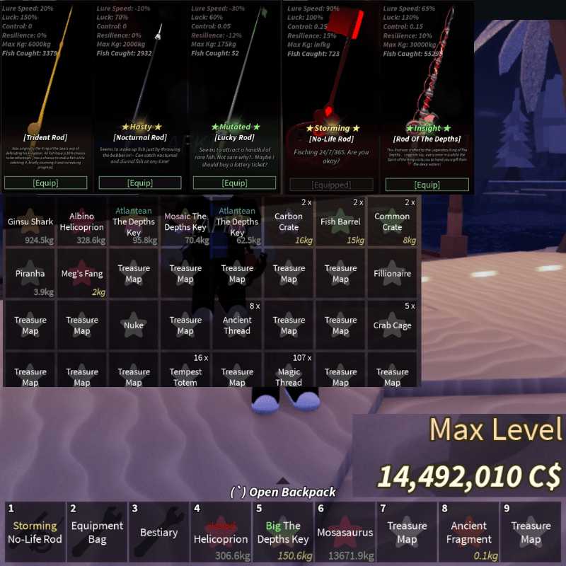 ID92Fisch: Level 750 Max 14M4 C$ - No-Life Rod , Rod of the Depths ...