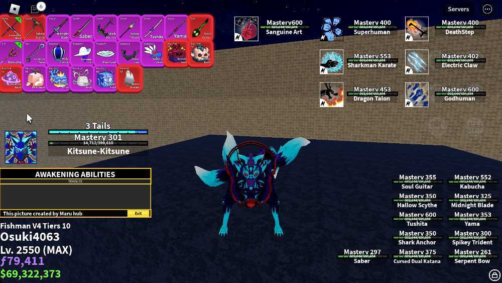 [Cheap] Blox Fruits Level:2550 + Sanguine Art/Kitsune-Kitsune/Soul ...