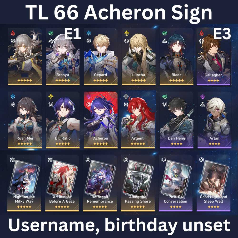(2) Acheron Sign + Luocha + Ruan Mei + Argenti Sign + Blade + Black ...