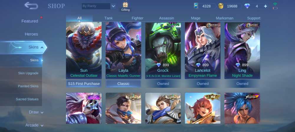 115 Skins. Lance Dawning. M4 Beatrix. 6 Epic. MSC Leo and Others