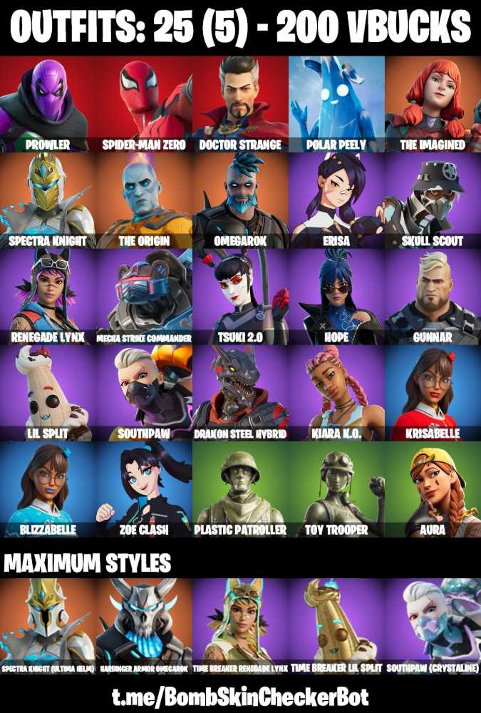 PC/PSN/XBOX/NINTENDO 25 SKINS REAPER AXE AURA ERISA RENEGADE LYNX ...